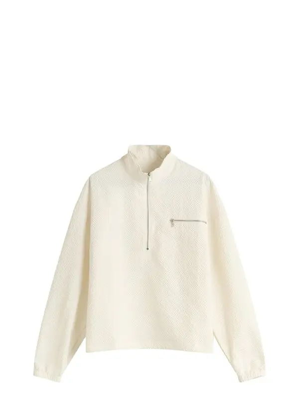 MKI MIYUKI ZOKU Seersucker Quarter Zip - Bone