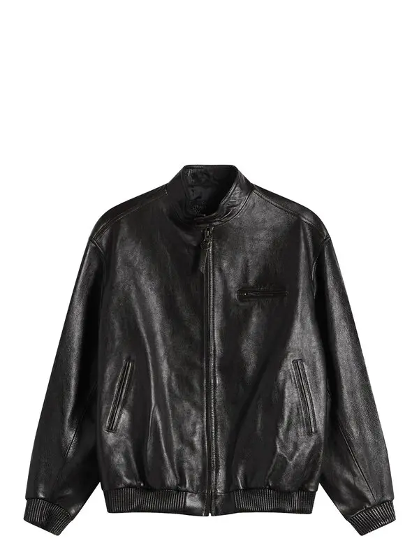 NOTHING WRITTEN Leather Single Rider Jacket - Black