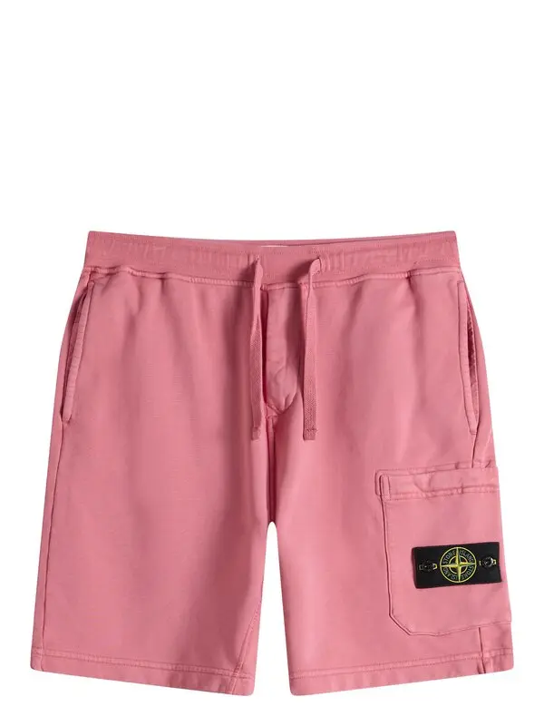 Stone Island Organic Cotton Fleece Shorts - Geranium