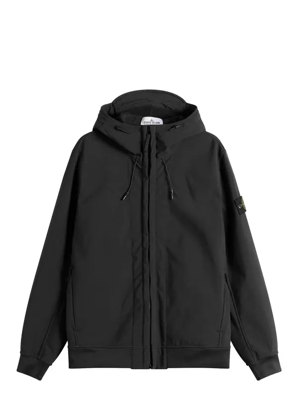 Stone Island Soft Shell-r Hooded Jacket - Black