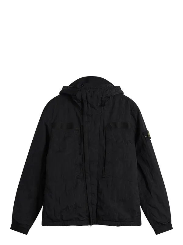 Stone Island Warp Rib Nylon-tc Hooded Jacket - Black