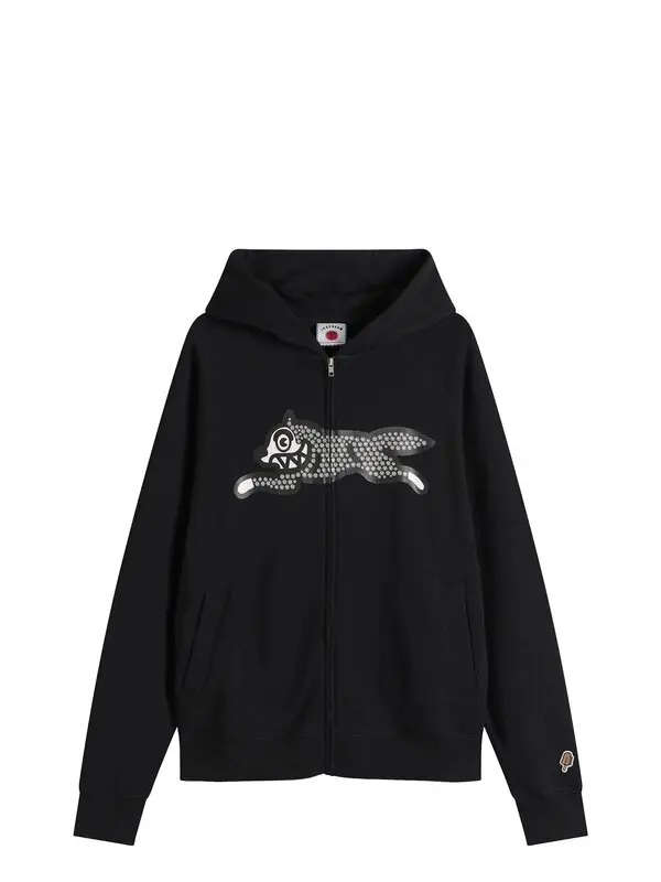 ICECREAM Glitter Running Dog Zip Through Hood - Black