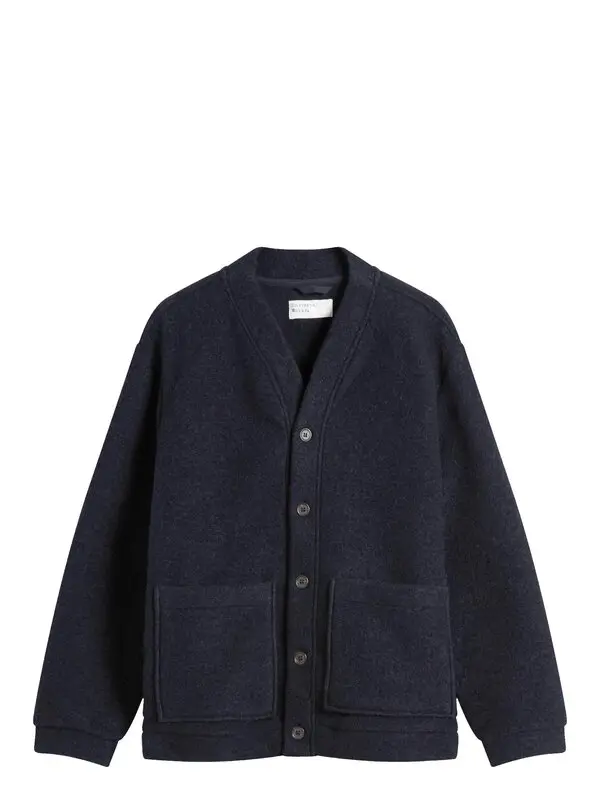 Universal Works Presented End. Wool Fleece Adv Cardigan - Navy