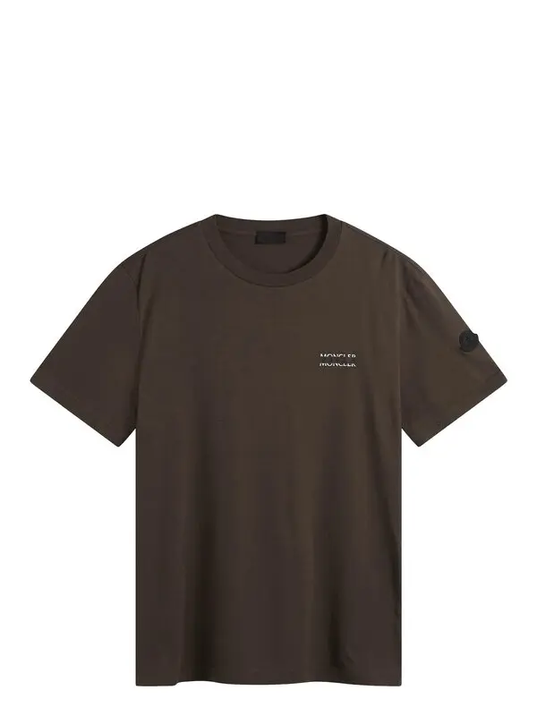 Moncler Stripe Logo Short Sleeve T-shirt - Brown