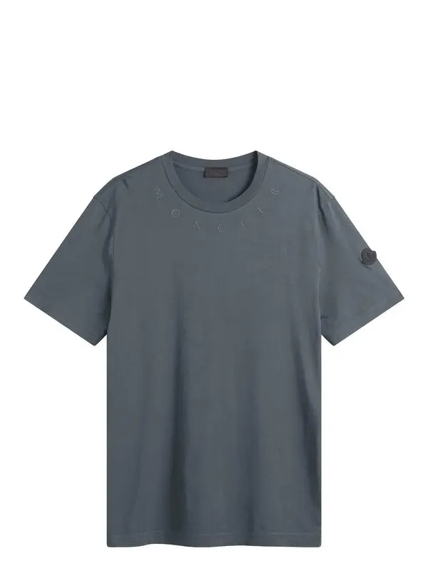 Moncler Neckline Logo Short Sleeve T-shirt - Blue