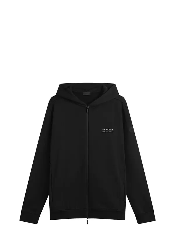 Moncler Stripe Logo Zip Up Hoodie - Black
