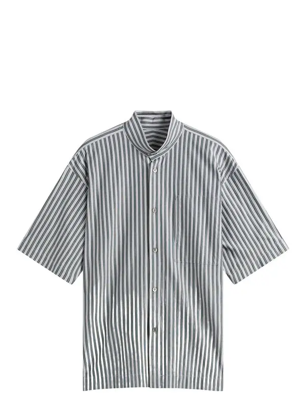 Issey Miyake Stripe Short Sleeve Shirt - Blue