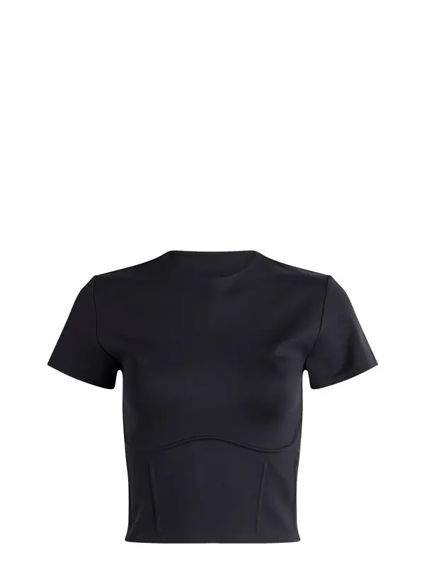 Nike X Skims Matte Corset Short Sleeve Crop Top - Obsidian