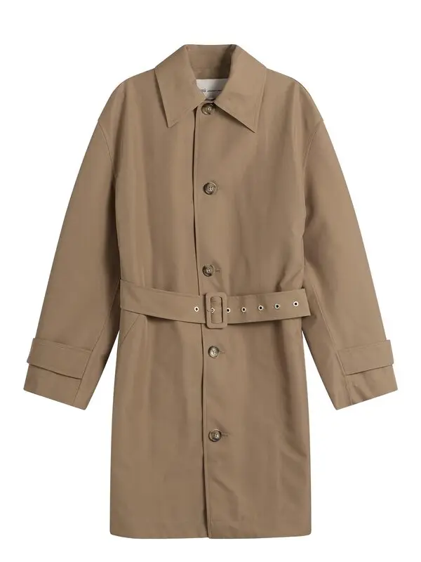 AMI Paris Water Repellent Cotton Mac - Sable/ Beige Clair