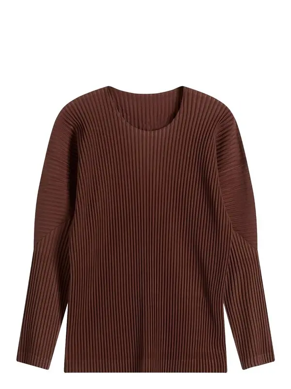 Issey Miyake Homme Plissé Long Sleeve Top - Edge Brown