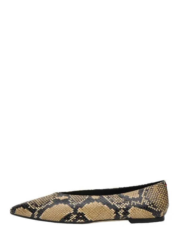 AeydĒ Moa Snake Print Pointed Toe Flats - Hazelnut
