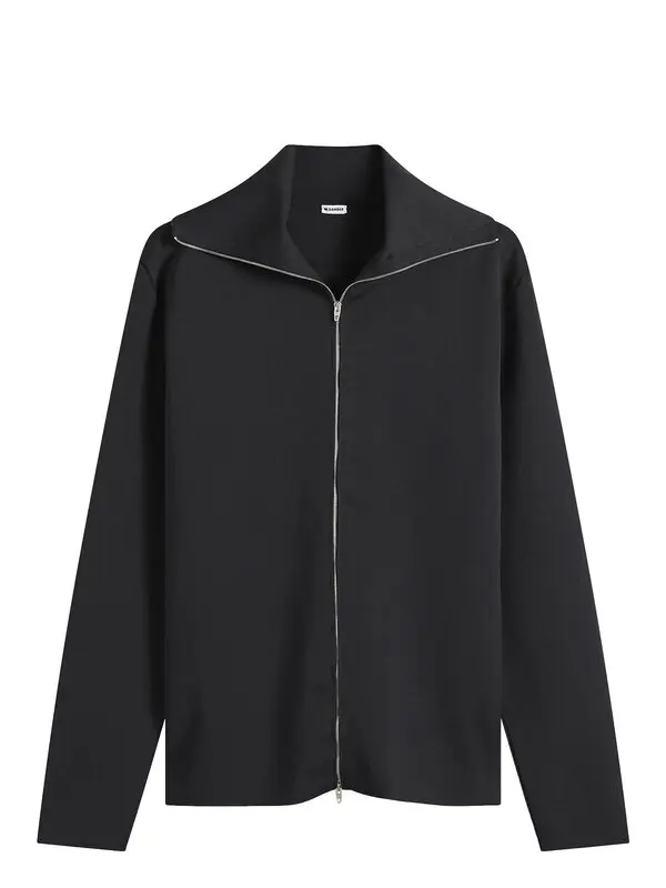 JIL SANDER Compact Zip Through Knit - Black