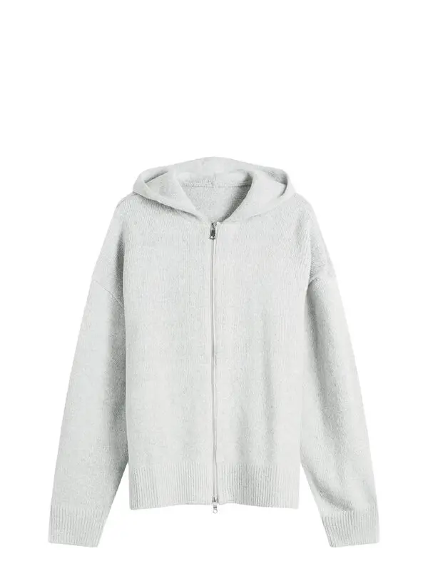MKI MIYUKI ZOKU Mohair Blend Knit Zip Hoodie - Light Grey