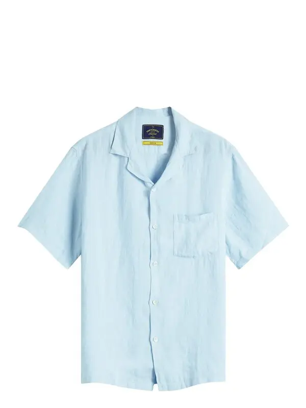 Portuguese Flannel Linen Camp Vacation Shirt - Sky