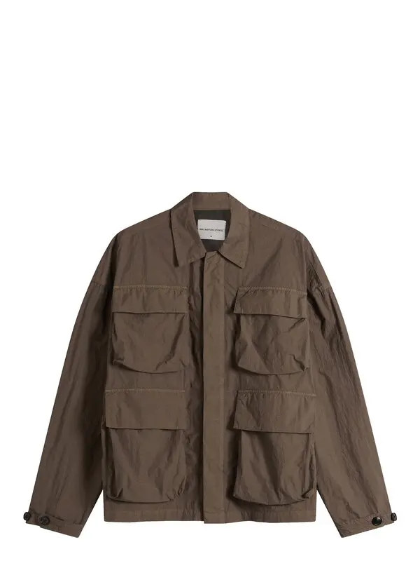 MKI MIYUKI ZOKU Garment Dye Box Overshirt - Deep Khaki