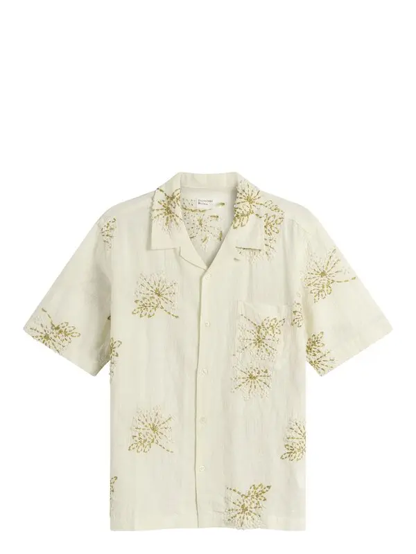 Universal Works Hand Embroidered Stripe Road Shirt - Ecru