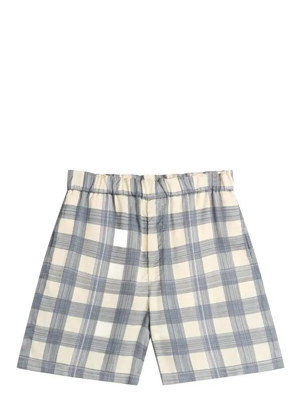 JIL SANDER Relaxed Fit Check Shorts - Blue Hydrangea