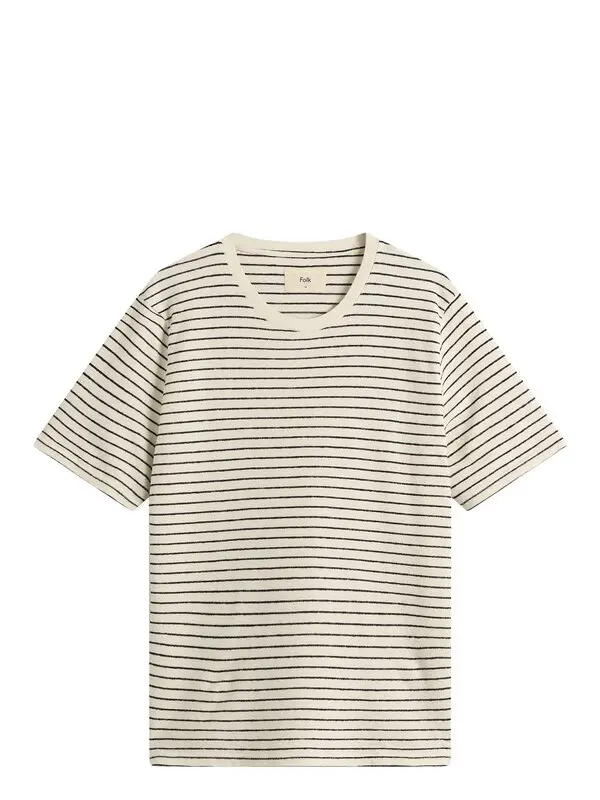 Folk Textured Stripe T-shirt - Ecru/black