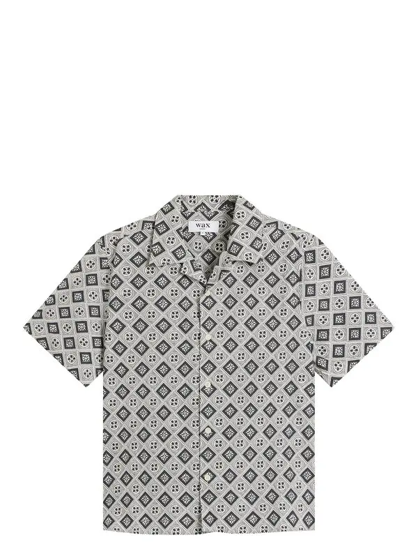 WAX LONDON Didcot Tile Print Vacation Shirt - Ecru/black