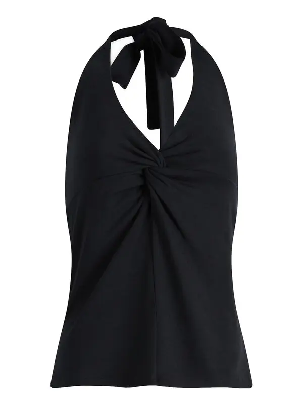 FRUITY BOOTY Twist Halter Top - Black