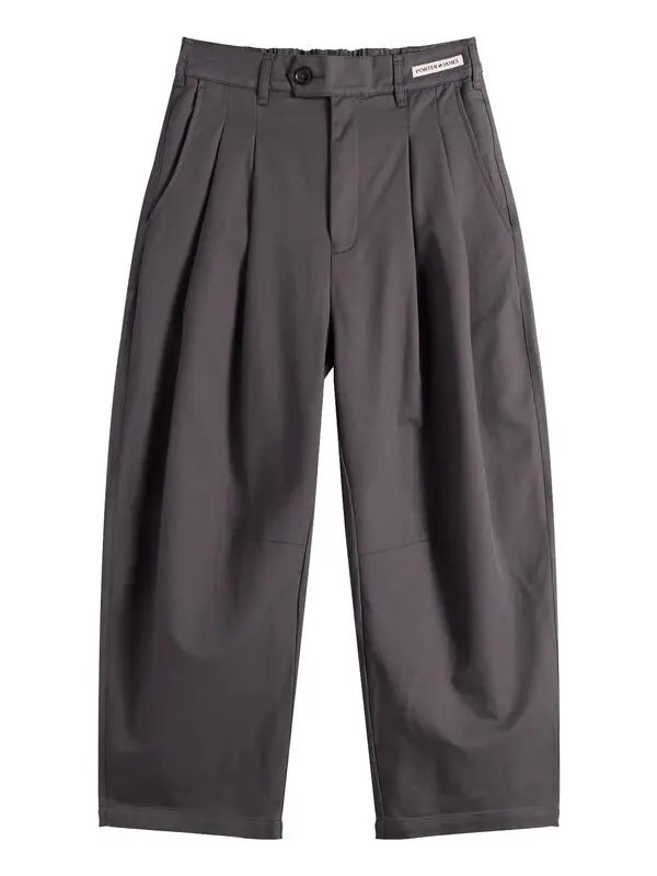 PORTER JAMES Dart-knee Pleated Trousers - Charcoal