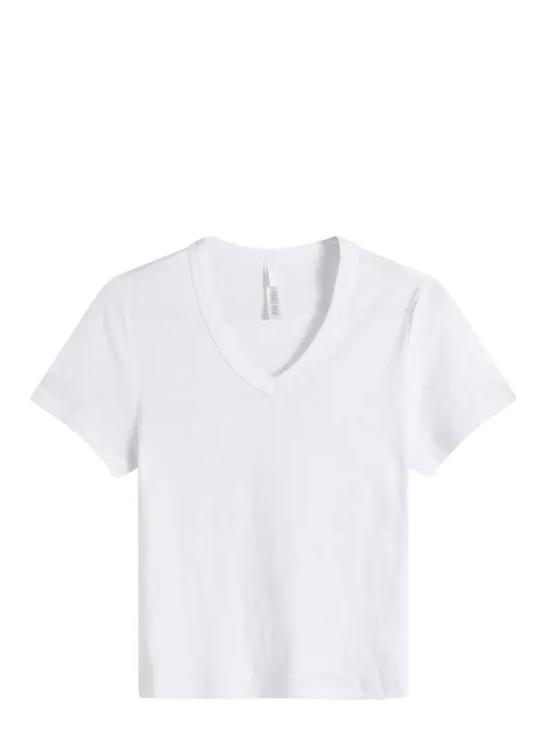 SKIMS Worn In Jersey Baby V Neck Tee - Snow