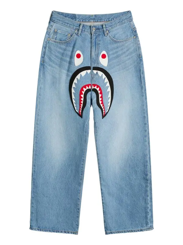 A BATHING APE Shark Loose Fit 13oz Jeans - Indigo