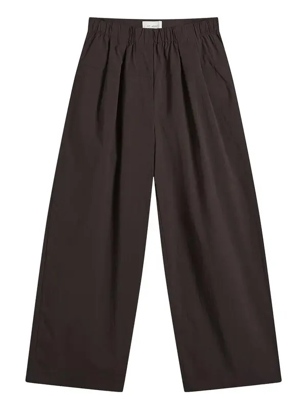 ST. AGNI Relaxed Pleat Pants - Bark