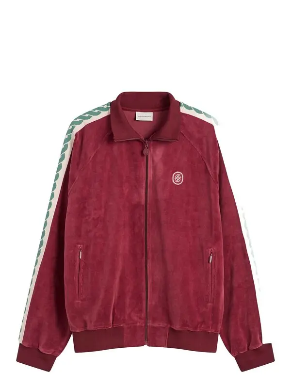 Drole De Monsieur Velvet Zip Jacket - Wine