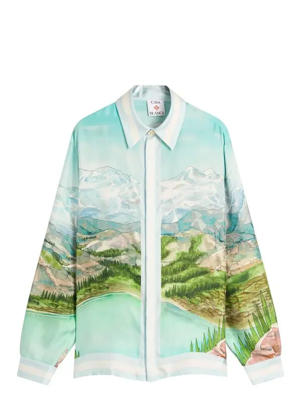 Casablanca Classic Long Sleeve Patterned Silk Shirt - Blue