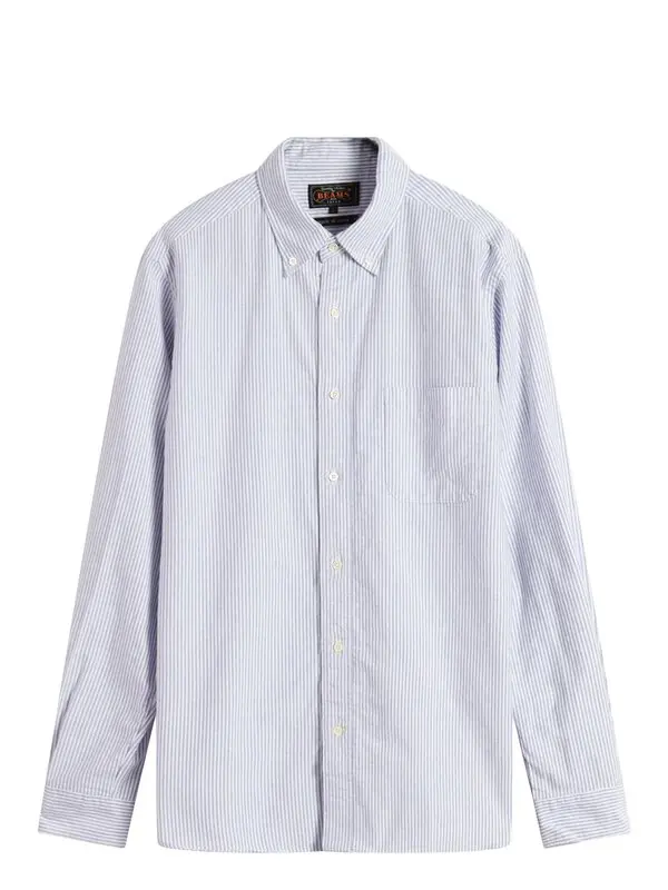 BEAMS Button Down Candy Stripe Shirt - Blue