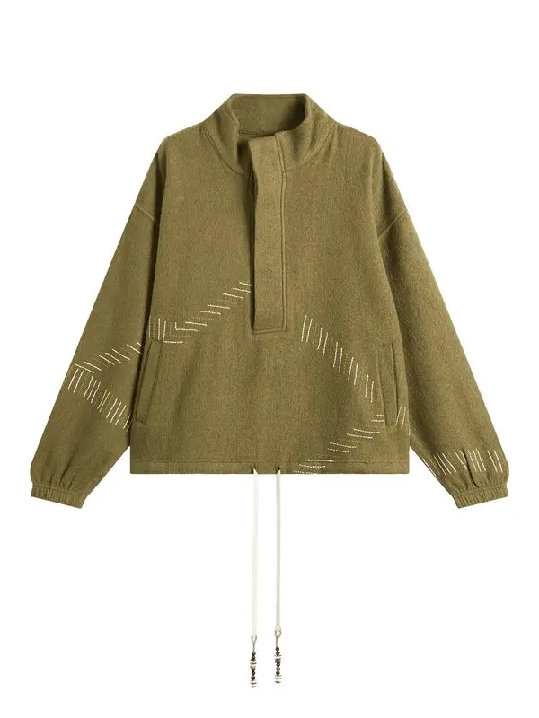 KARTIK RESEARCH Beaded Kaza Jacket - Moss/ecru/yellow