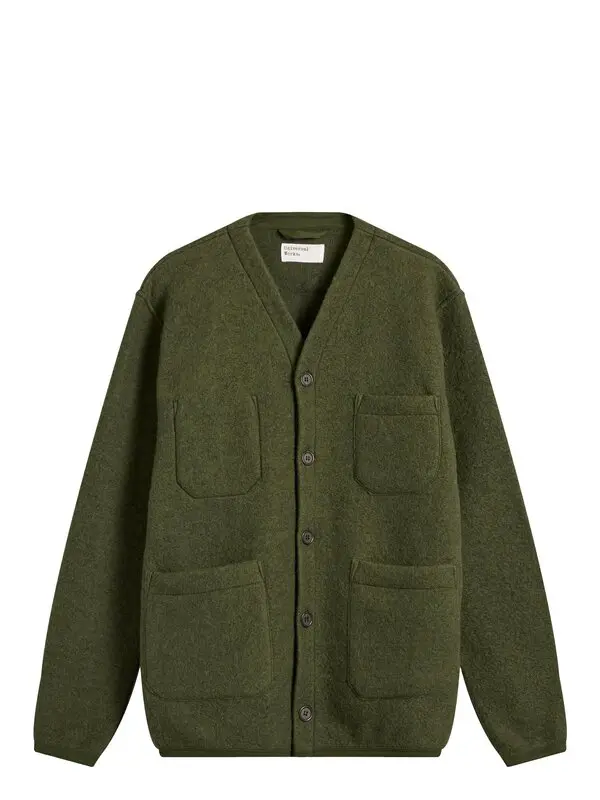 Universal Works Wool Fleece Cardigan Presented End - Olive