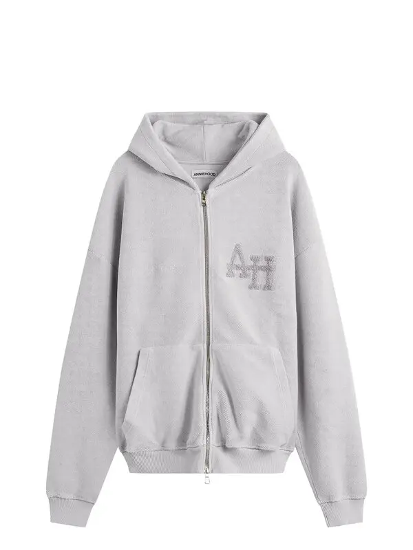 ANNIE HOOD Inside Out College Zip Hoodie - Washed Grey