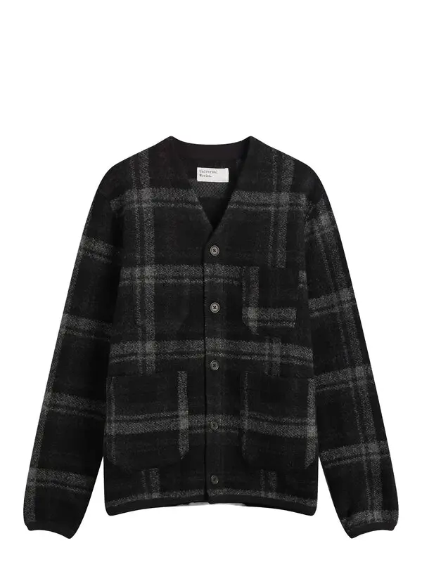 Universal Works Moh Check Fleece Cardigan - Grey
