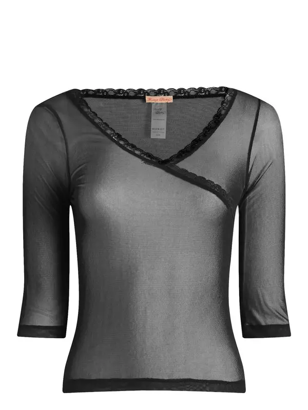 FRUITY BOOTY Mesh 3/4 Sleeve Top - Black