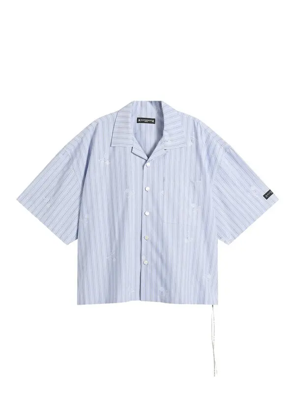 MASTERMIND WORLD Loose Fit Multi Stripe Shirt - Light Blue