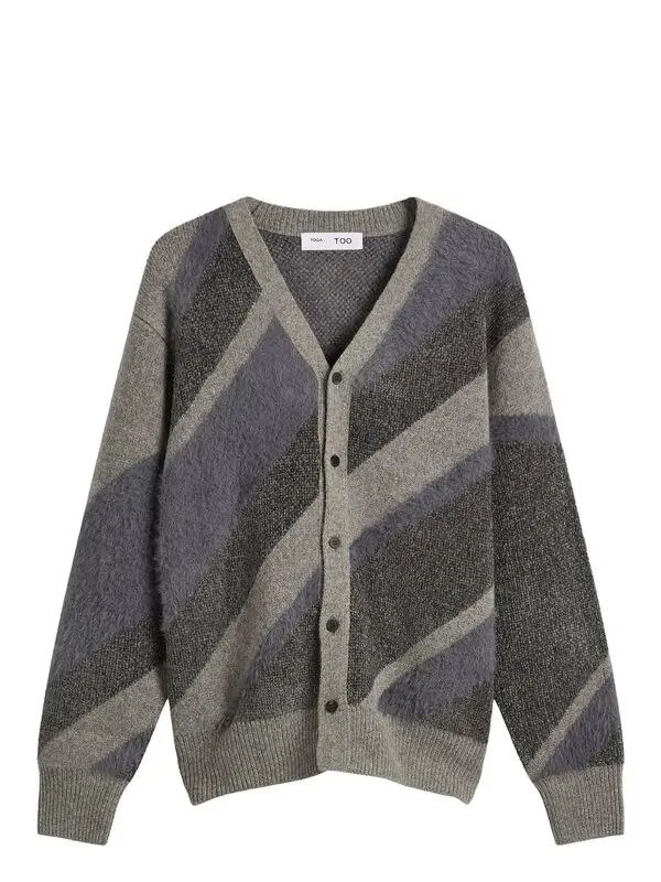 Toga Regimental Knit Cardigan - Grey