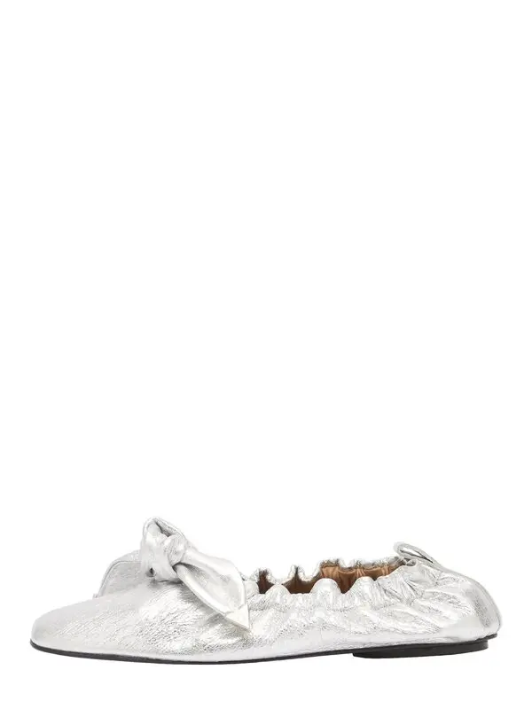 Toga Metallic Leather Ballet Shoes - Silver