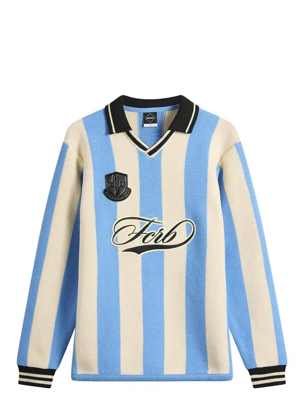 F.C. REAL BRISTOL Stripe Knit Football Shirt - Light Blue