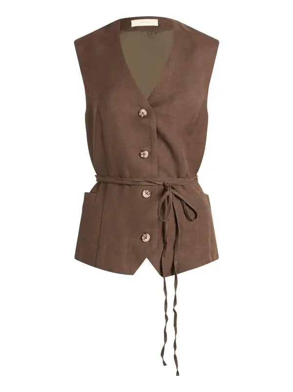 Faithfull The Brand Eva Tie Vest - Forest