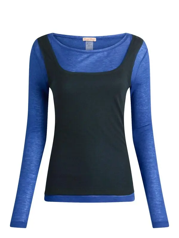 FRUITY BOOTY Double Layer Long Sleeve Top - Blue