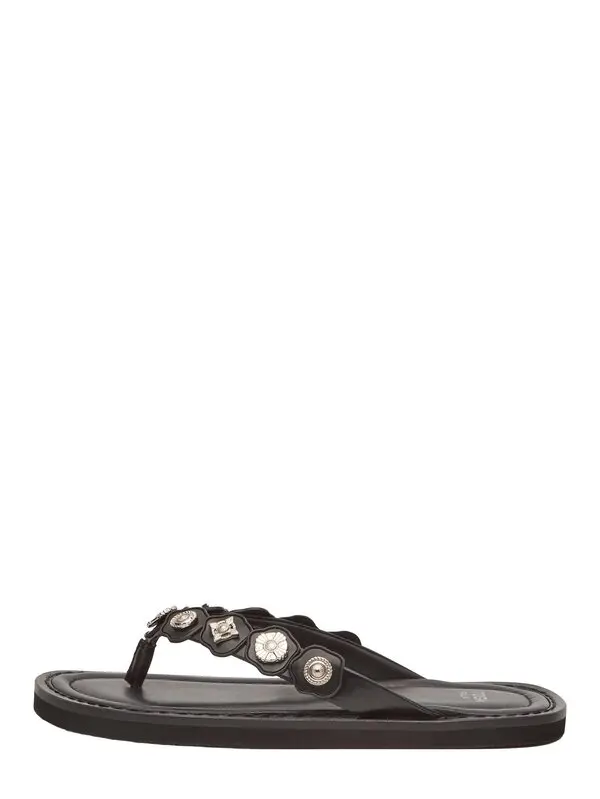 Toga Embellished Leather Flip Flops - Black