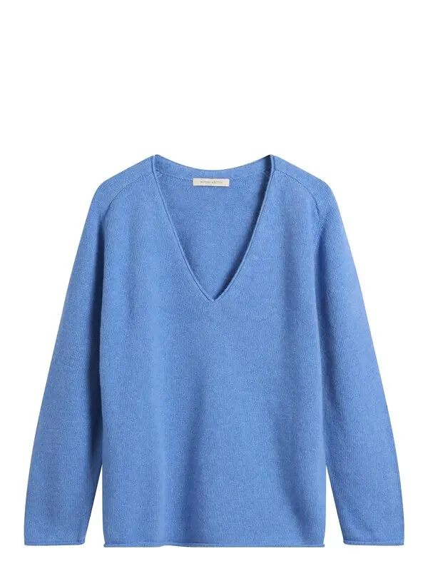 NOTHING WRITTEN Cerin Deep V-neck Pullover - Blue