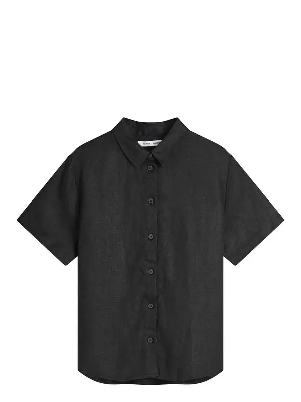 SAMSØE SAMSØE Mina Short Sleeve Linen Shirt - Black