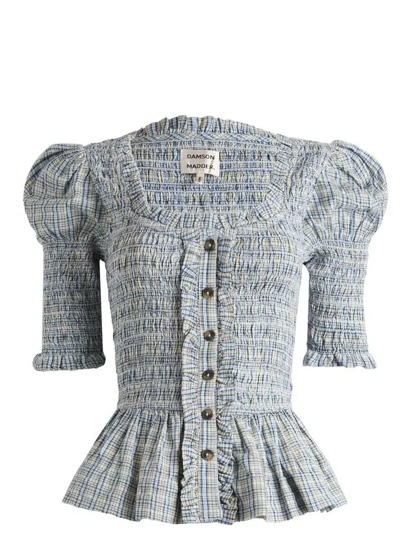 DAMSON MADDER Mansi Shirred Blouse - Cloudy