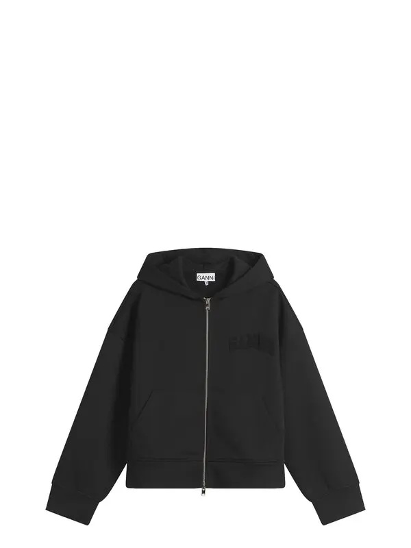 GANNI Heavy Terry Jersey Zip Hoodie - Black