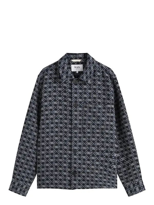 WAX LONDON Rockley Geo Jacquard Overshirt - Navy
