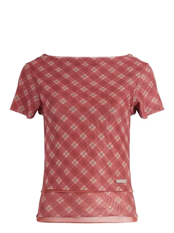 HOUSE OF SUNNY Retro Check Mesh Top - Multi