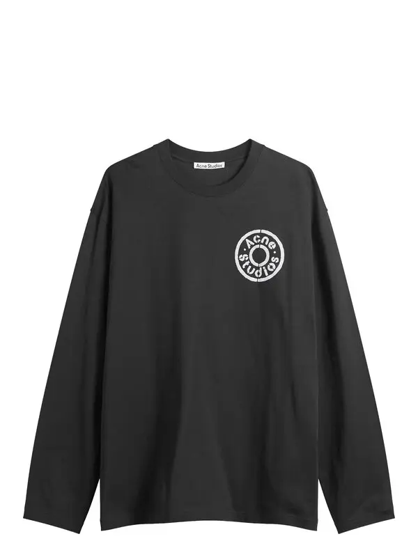 Acne Studios Button Logo Long Sleeve T-shirt - Black